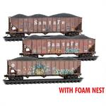 993 05 062 Weathered Hopper w/Coal Load - ATSF 3 car runner pack N Scale Micro-Trains